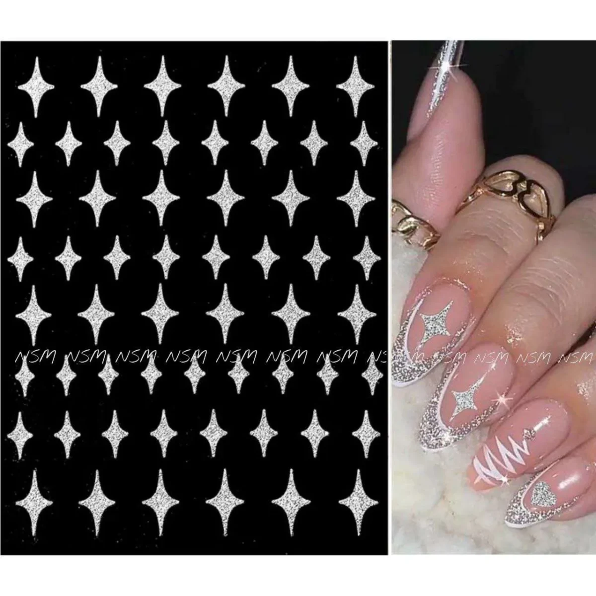 Starry Night Stars Reflective Glitter Sticker Sheets | Nail Supplies Mumbai
